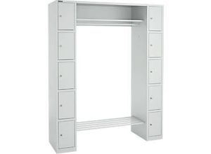 4251898822496 - Select Schließfachgarderobe mit Hutablage & Kleiderstange 2 x 5 Fächer B 1735 x T 500 x H 1950 mm lichtgrau lichtgrau