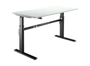 4251898808438 - Select Schreibtisch elektrisch höhenverstellbar Rechteck C-Fuß B 1600 x T 800 x H 725-1185 mm lichtgrau schwarz