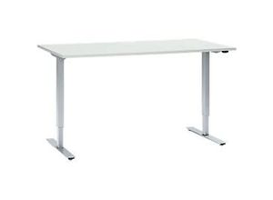 4250510879924 - Select Schreibtisch elektrisch höhenverstellbar Rechteck T-Fuß B 1600 x T 800 x H 705-1205 mm lichtgrau weißaluminium