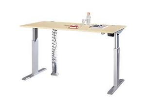 4251898812411 - Select Schreibtisch ERGO-T elektrisch höhenverstellbar Rechteck T-Fuß B 1600 x T 800 x H 725-1185 mm Ahorn weißaluminium