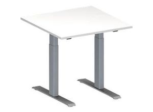 4251898815184 - Genius Konferenztisch MODENA FLEX Quadrat T-Fuß Rechteckrohr B 800 x T 800 x H 650-850 mm weiß weißaluminium RAL 9006