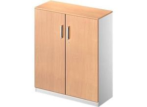 4250510835203 - Genius Flügeltürenschrank TETRIS SOLID 3 OH B 800 mm abschließbar mit Abdeckplatte Buche-Dekor weißalu