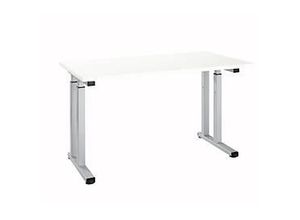 4251898813425 - Schreibtisch Set Up Rechteck C-Fuß B 1300 x T 650 x H 685-820 mm weiß weißaluminium