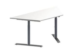 4251898814989 - Genius Konferenztisch MODENA FLEX Trapez T-Fuß Rundrohr B 1600 x T 800 x H 650-850 mm weiß weißaluminium RAL 9006