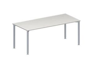 4251898814194 - Genius Konferenztisch MODENA FLEX Rechteck 4-Fuß Rundrohr B 1800 x T 800 x H 720-840 mm lichtgrau weißaluminium RAL 9006