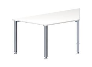 4251898814637 - Genius Konferenztisch MODENA FLEX Trapez 4-Fuß Quadratrohr B 1600 x T 800 x H 720-840 mm weiß weißaluminium RAL 9006