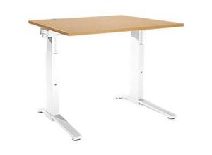 4250510937143 - Genius Schreibtisch PLANOVA ergoSTYLE C-Fuß Rechteck man höhenverstellbar B 1200 x T 800 x H 675-895 mm Buche-Dekor weiß