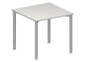 4251898814095 - Genius Konferenztisch MODENA FLEX Quadrat 4-Fuß Rundrohr B 800 x T 800 x H 720-840 mm lichtgrau weißaluminium RAL 9006