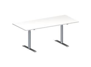 4251898814934 - Genius Konferenztisch MODENA FLEX Rechteck T-Fuß Rundrohr B 1800 x T 800 x H 650-850 mm weiß weißaluminium RAL 9006