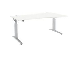 4250510856994 - Genius Schreibtisch PLANOVA ERGOSTYLE elektrisch höhenverstellbar Freiform Ansatz rechts C-Fuß B 1800 mm weiß weißalu