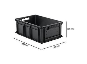 4052939489506 - Euro Box SSI Schäfer EF 6220 435 l Traglast bis 20 kg Euronorm stapelbar Durchfassgriff L 600 x B 400 x H 220 mm leitfähiges PP schwarz