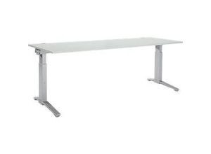 4250510856154 - Genius Schreibtisch PLANOVA ergoSTYLE C-Fuß Rechteck man höhenverstellbar B 2000 x T 800 x H 675-895 mm lichtgrau weißalu