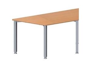 4251898814613 - Genius Konferenztisch MODENA FLEX Trapez 4-Fuß Quadratrohr B 1600 x T 800 x H 720-840 mm Buche weißaluminium RAL 9006