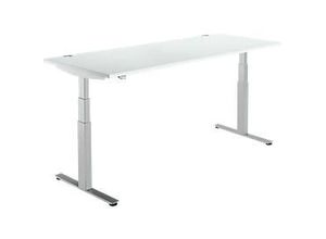 4250510860748 - Select Schreibtisch DRIVE UP 2 elektrisch höhenverstellbar Rechteck T-Fuß B 1800 x T 800 x H 630-1290 mm lichtgrau weißaluminium