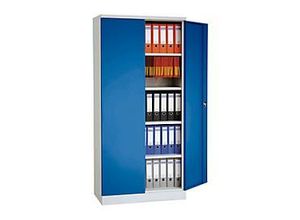 4260090172384 - Stahlschrank 4 Fachböden 5 OH H 1950 x B 920 x T 500 mm lichtgrau enzianblau