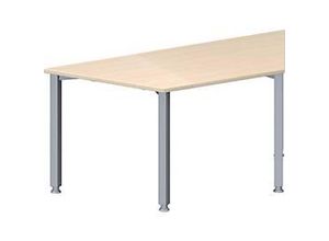 4251898814606 - Genius Konferenztisch MODENA FLEX Trapez 4-Fuß Quadratrohr B 1600 x T 800 x H 720-840 mm Ahorn weißaluminium RAL 9006