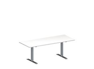 4251898818000 - Genius Konferenztisch MODENA FLEX Rechteck T-Fuß Rechteckrohr B 2000 x T 800 x H 650-850 mm weiß weißaluminium RAL 9006