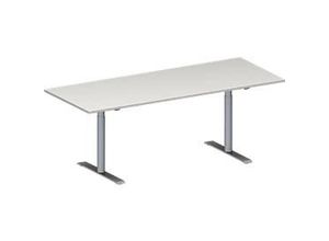 4251898817140 - Genius Konferenztisch MODENA FLEX Rechteck T-Fuß Rundrohr B 2000 x T 800 x H 650-850 mm lichtgrau weißaluminium RAL 9006