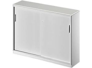 4250510826584 - Genius Schiebetürenschrank TETRIS SOLID 3 OH Mitteltrennwand B 1600 x T 413 x H 1170 mm lichtgrau weißalu