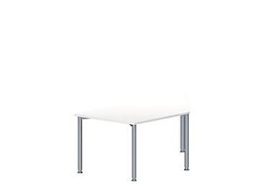 4251898814286 - Genius Konferenztisch MODENA FLEX Trapez 4-Fuß Rundrohr B 1600 x T 800 x H 720-840 mm weiß weißaluminium RAL 9006