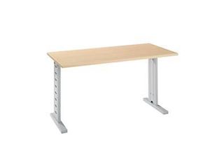 4251898813371 - Home Office Schreibtisch IQ Rechteck C-Fuß B 1300 x T 650 x H 735 mm Ahorn weißaluminium RAL 9006