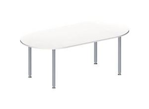 4251898815764 - Genius Konferenztisch MODENA FLEX Oval 4-Fuß Rundrohr B 2000 x T 1000 x H 720-840 mm weiß weißaluminium RAL 9006