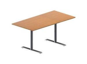 4251898817058 - Genius Konferenztisch MODENA FLEX Rechteck T-Fuß Rundrohr B 1600 x T 800 x H 650-850 mm Buche weißaluminium RAL 9006