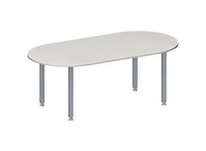 4251898816549 - Genius Konferenztisch MODENA FLEX Oval 4-Fuß Quadratrohr B 2000 x T 1000 x H 720-840 mm lichtgrau weißaluminium RAL 9006