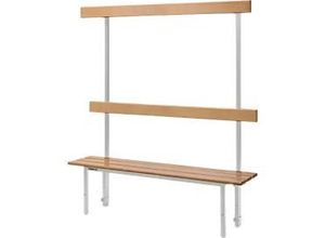 4250510937327 - Select Sitzbank für Umkleideräume mit Rückwand 5 Doppelhaken B 995 x T 310 x H 415 mm lichtgrau
