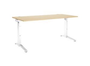 4250510857601 - Genius Schreibtisch PLANOVA ergoSTYLE C-Fuß Rechteck man höhenverstellbar B 1800 x T 800 x H 675-895 mm Ahorn-Dekor weiß