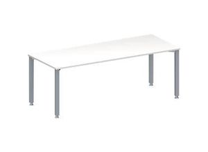 4251898816518 - Genius Konferenztisch MODENA FLEX Rechteck 4-Fuß Quadratrohr B 2000 x T 800 x H 720-840 mm weiß weißaluminium RAL 9006