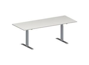 4251898817881 - Genius Konferenztisch MODENA FLEX Rechteck T-Fuß Rechteckrohr B 2000 x T 800 x H 650-850 mm lichtgrau weißaluminium RAL 9006