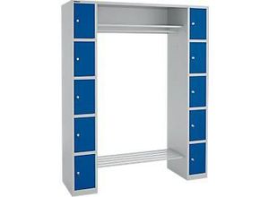 4251898822489 - Select Schließfachgarderobe mit Hutablage & Kleiderstange 2 x 5 Fächer B 1735 x T 500 x H 1950 mm weißalu enzianblau