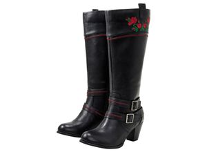 4063136468737 - Große Größen Weitschaftstiefel im Cowboy-Stil mit Blumenstickerei schwarz Gr43