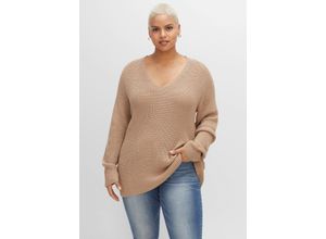 4063136385621 - Große Größen Pullover mit Kaschmir in leichter A-Linie cappuccino meliert Gr52 54