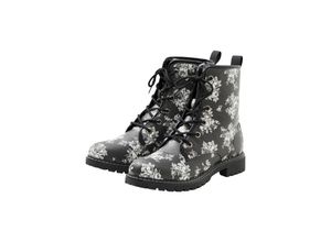 4063136419630 - Große Größen Schnürboots in Crinkle-Optik schwarz bedruckt Gr38