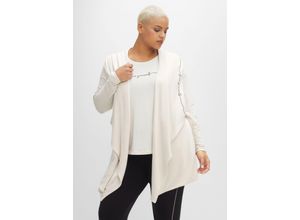 4063136475698 - Große Größen Longstrickjacke mit Kapuze in offener Zipfelform offwhite Gr52 54