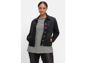 4063136637966 - Große Größen Jeansjacke in leicht taillierter und verkürzter Form black used Denim Gr40