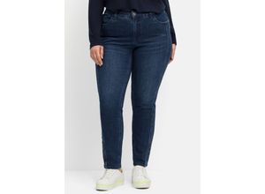 4063136552030 - Große Größen Schmale Jeans mit Zierösen in Five-Pocket-Form dark blue Denim Gr52