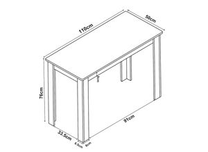 4051814419508 - Holz Esstisch Küchentisch Esal 76 x 110 x 50 cm (Farbe Weiß)