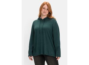 4063136591268 - Große Größen Pullover mit zweifarbiger Kapuze tiefgrün Gr40 42