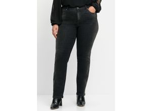 4063136572953 - Große Größen Gerade Stretch-Jeans mit Wascheffekten black Denim Gr48