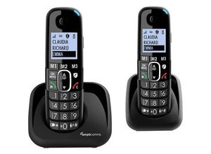 3700601423334 - BigTel 1502 DECT-Mobilteil Freisprechen für Hörgeräte kompatibel Wahlwiederholung LED-Display Schwarz