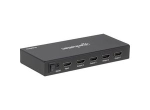 0766623207805 - HDMI Splitter 4-Port  4K@60Hz Displays output from x1 HDMI source to x4 HD displays (same output to four displays) AC Powered (cable 12m) Black Three Year Warranty Retail Box - Video- Audio-Splitter - 4 Anschlüsse