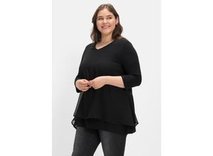 4063136611904 - Große Größen Blusenshirt mit Chiffon doppellagig schwarz Gr44 46