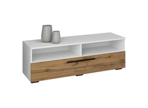 4051814422232 - Holz TV Lowboard Möbel Fernsehschrank Tisch Konsole Fernsehtisch Arila XL (Farbe Weiß   Honig-Eiche)