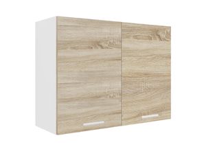 4051814422867 - Küchenschrank Breite 80 cm Holztür Hängeschrank Küche Küchenmöbel Esilo (Farbe Weiß   Sonoma-Eiche)