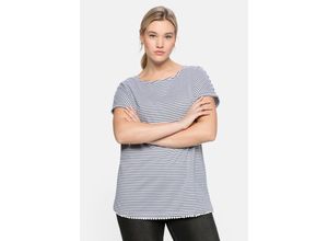 4063136229864 - Große Größen Oversized-Shirt mit garngefärbten Ringeln rauchgrau Gr52 54