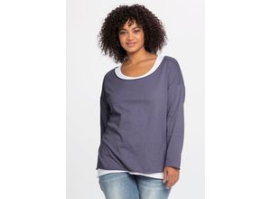 4063136559176 - Große Größen Langarmshirt im Layeringlook mit Rollkanten indigo Gr42