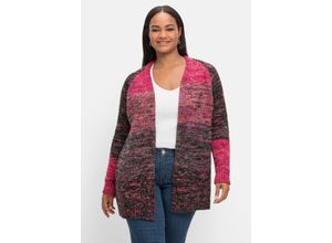 4063136551408 - Große Größen Longstrickjacke in Multicolour und offener Form mehrfarbig Gr52 54